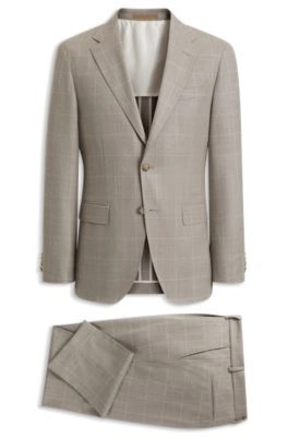 BOSS Two-piece Slim-fit Suit In Checked Italian Wool