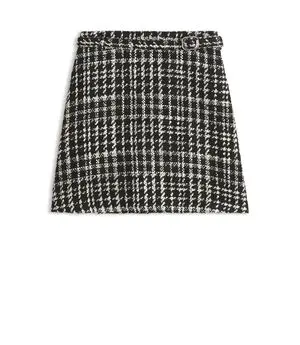 Hugo A-line Miniskirt In Checked Boucl - Patterned