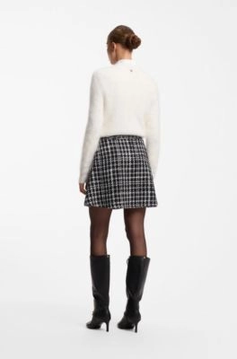 Hugo A-line Miniskirt In Checked Boucl