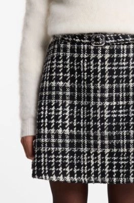 Hugo A-line Miniskirt In Checked Boucl
