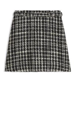 Hugo A-line Miniskirt In Checked Boucl