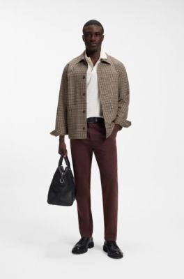 BOSS Relaxed-fit Wool-blend Jacket With Vichy Check