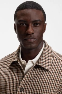 BOSS Relaxed-fit Wool-blend Jacket With Vichy Check