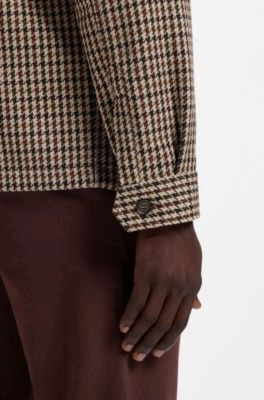 BOSS Relaxed-fit Wool-blend Jacket With Vichy Check