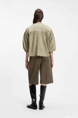 BOSS Relaxed-fit Cotton Poplin Blouse With Balloon Sleeves