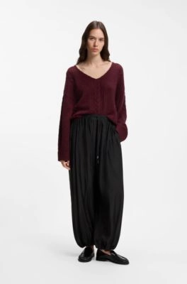 BOSS Wide-leg Modal Blend Trousers