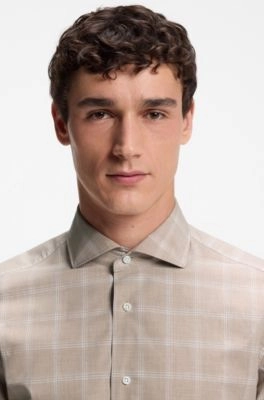 BOSS Slim-fit Shirt In Checked Italian-made Cotton