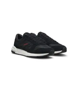 Hugo Suede-trimmed Nylon Sneakers With Logo Detail - Black