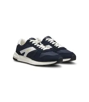 Hugo Suede-trimmed Nylon Sneakers With Logo Detail - Dark Blue