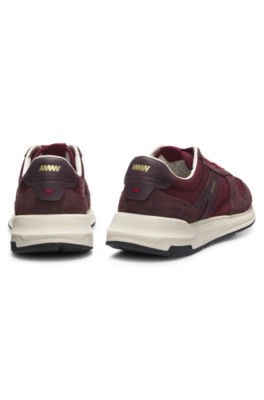 Hugo Suede-trim Sneakers With Logo Details