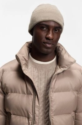 BOSS Knit Cashmere Beanie With Metal Logo Plaque