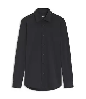 BOSS Slim-fit Shirt In Italian-made Performance-stretch Jersey Black