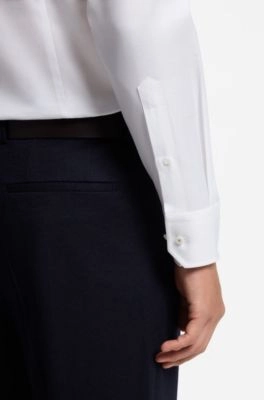 BOSS Slim-fit Shirt In Micro-structured Italian-made Cotton
