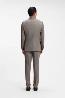 BOSS Virgin Wool Checked Double-breasted Jacket