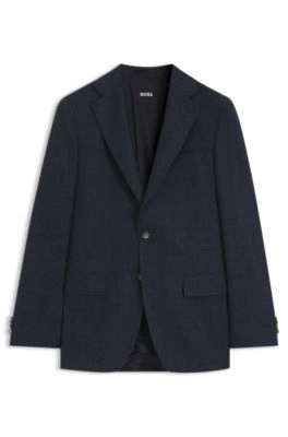 BOSS Patterned Slim-fit Blazer In Italian Virgin Wool