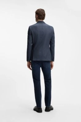 BOSS Patterned Slim-fit Blazer In A Wool-cashmere Blend