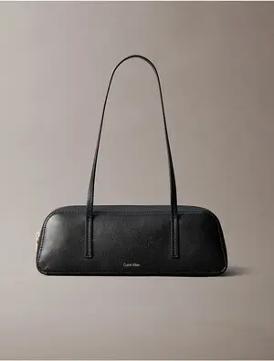 Calvin Klein Slim Shoulder Bag With Foil Logo - Black/toasted Coconut