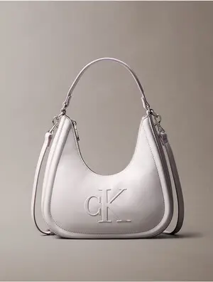 Calvin Klein Embossed Monogram Crescent Bag - Gray Lilac