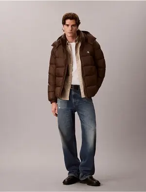 Calvin Klein Nylon Relaxed Puffer Jacket - Brown Cork