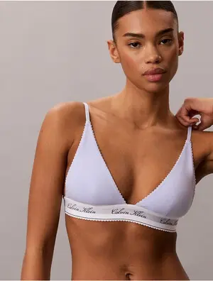 Calvin Klein Icon Cotton Modal Script Triangle Bra - Amethyst Cream