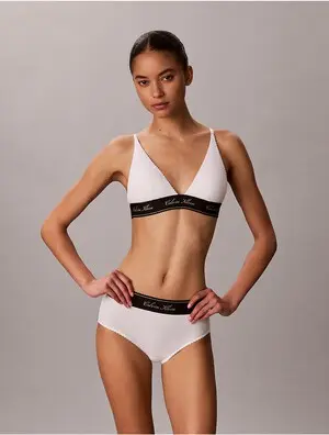 Calvin Klein Icon Cotton Modal Script Triangle Bra White