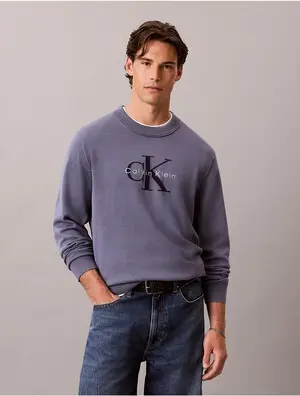 Calvin Klein Cotton Monologo Graphic Relaxed Sweater - Grisaille