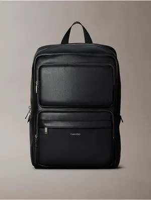 Calvin Klein Raised Logo Structured Backpack - Black