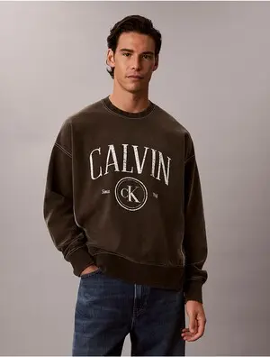 Calvin Klein Terry Logo Graphic Relaxed Sweatshirt - Dark Coffee
