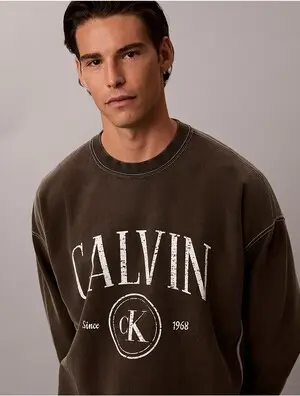 Calvin Klein Terry Logo Graphic Relaxed Sweatshirt - Dark Coffee