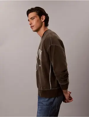 Calvin Klein Terry Logo Graphic Relaxed Sweatshirt - Dark Coffee