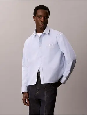 Calvin Klein Yarn-dyed Stripe Oxford Relaxed Shirt - Winter Blue