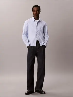 Calvin Klein Yarn-dyed Stripe Oxford Relaxed Shirt - Winter Blue