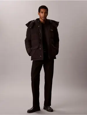 Calvin Klein Matte Hooded Down Puffer Jacket - Black