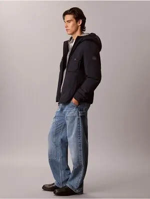 Calvin Klein Crinkle Nylon Hooded Puffer Jacket - Dark Sapphire