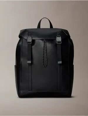 Calvin Klein Emblem Logo Flap Backpack - Black