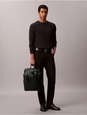 Calvin Klein Emblem Logo Flap Backpack
