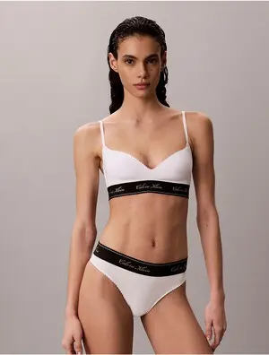Calvin Klein Icon Cotton Modal Script Bralette - White