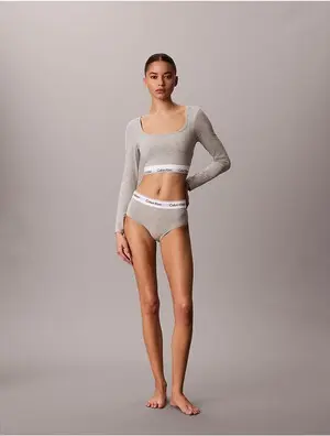 Calvin Klein Icon Cotton Modal Lightly Lined T-shirt Bralette - Grey Heather