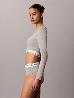 Calvin Klein Icon Cotton Modal Lightly Lined T-shirt Bralette - Grey Heather