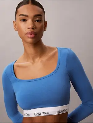 Calvin Klein Icon Cotton Modal Lightly Lined T-shirt Bralette Poseidon Blue