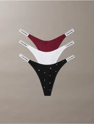 Calvin Klein Icon Logo 3-pack Dipped Thong - Seeing Starts Multi