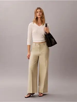 Calvin Klein Wide Leg Chino Pants - Mint Sauce