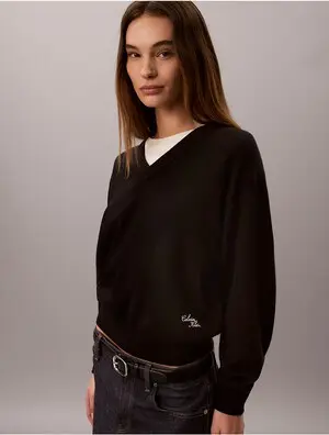 Calvin Klein Dual Layer Relaxed Sweater - Black