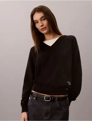 Calvin Klein Dual Layer Relaxed Sweater - Black
