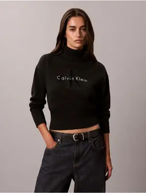 Calvin Klein Monologo Turtleneck Sweater - Black