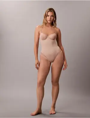 Calvin Klein Perfectly Fit Lace Shapewear Bodysuit - Cedar