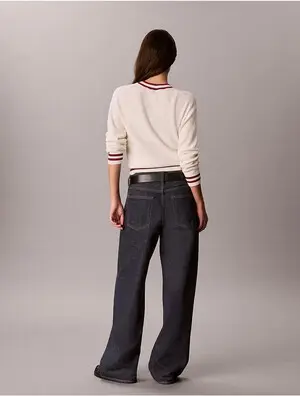 Calvin Klein Woven Monologo Crewneck Sweater - Tofu