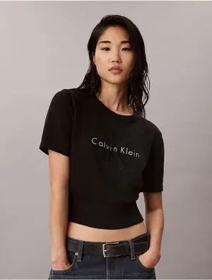 Calvin Klein Monologo Short Sleeve Sweater - Black
