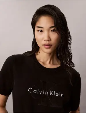 Calvin Klein Monologo Short Sleeve Sweater - Black