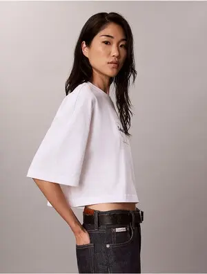 Calvin Klein Denim Monologo Boxy T-shirt - Bright White